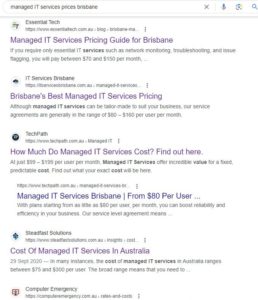 Comparing managed IT services prices Brisbane